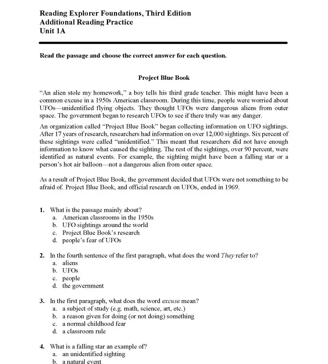 最新Reading Explorer F-5 全套练习题齐了，有答案，非常给力 - 知乎