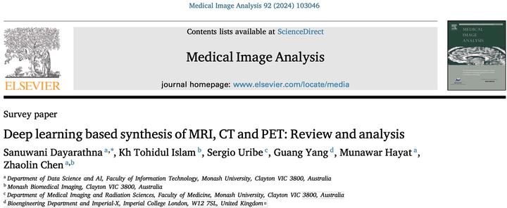 2024年MIA最新生成综述：基于深度学习的MRI/CT/PET合成 - 知乎