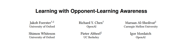 Learning with Opponent Learning Awareness - 知乎