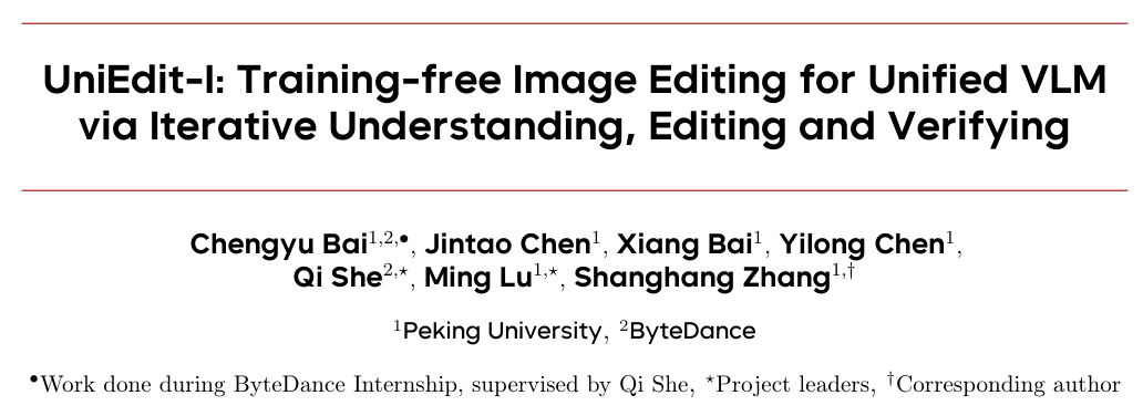 北大&字节提出 UniEdit-I：无需训练，三步教会统一VLM“P图”神技 - 知乎