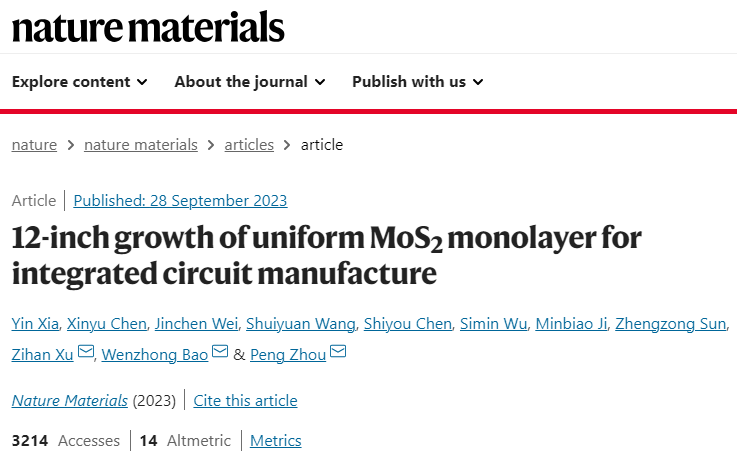 MoS2，最新Nature Materials！ - 知乎