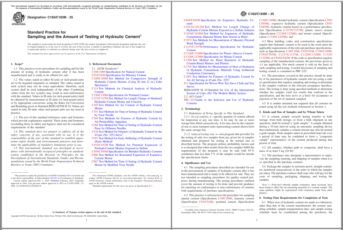 ASTM C183/C183M-2025【中文翻译+PDF原文】水硬性水泥的取样和试验数量的标准实施规程 - 知乎