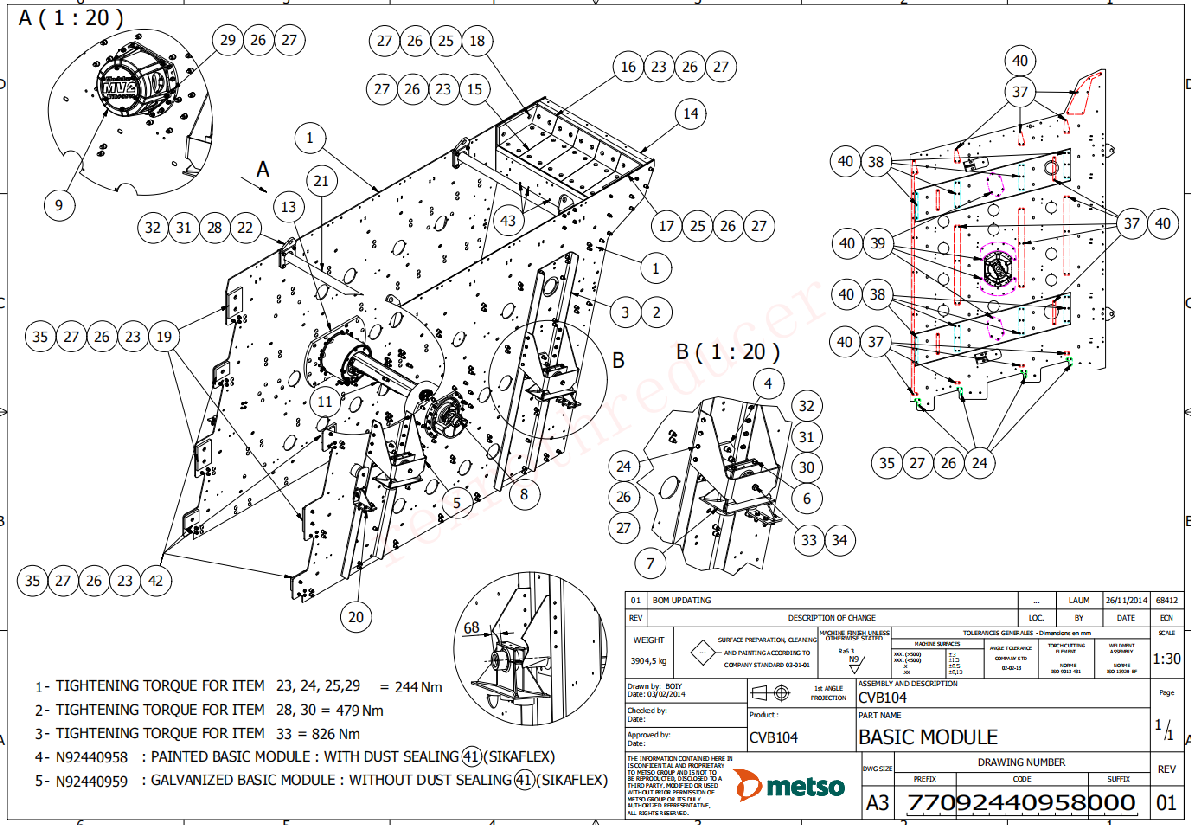 Metso美卓CVB系列斜面振动筛图纸CVB102/103/104/202/203/204/302/303/304/402/403/502 ...