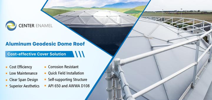 Aluminum Geodesic Dome Roof For water supply and wastewater treatment ...