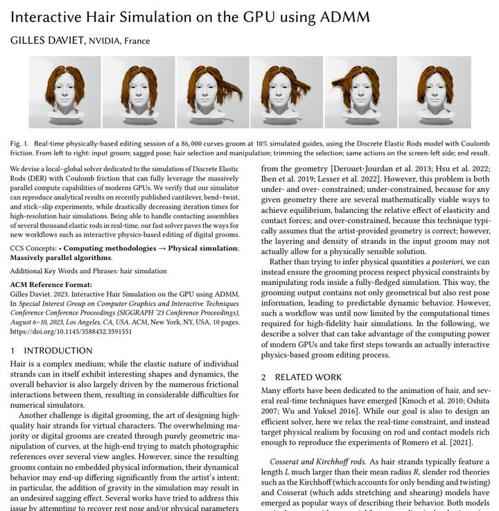 Interactive Hair Simulation on the GPU using ADMM 笔记 - 知乎