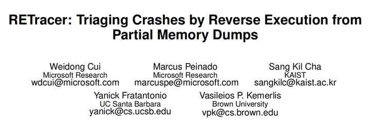 【ICSE'16】RETracer: Triaging Crashes by Reverse Execution from Partial ...