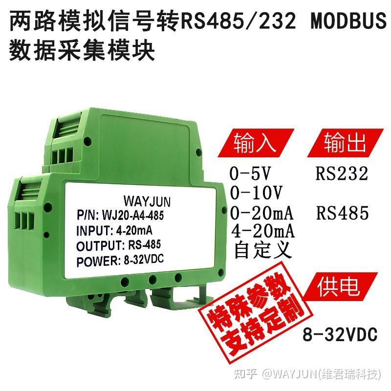 WJ20系列 两通道4-20ma转RS485,模拟量转RS485数字采集模块 - 知乎