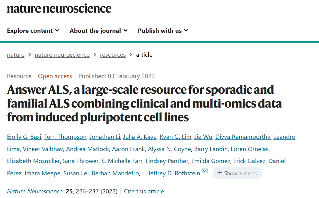 文献解读-Answer ALS, a large-scale resource for sporadic and familial ALS ...