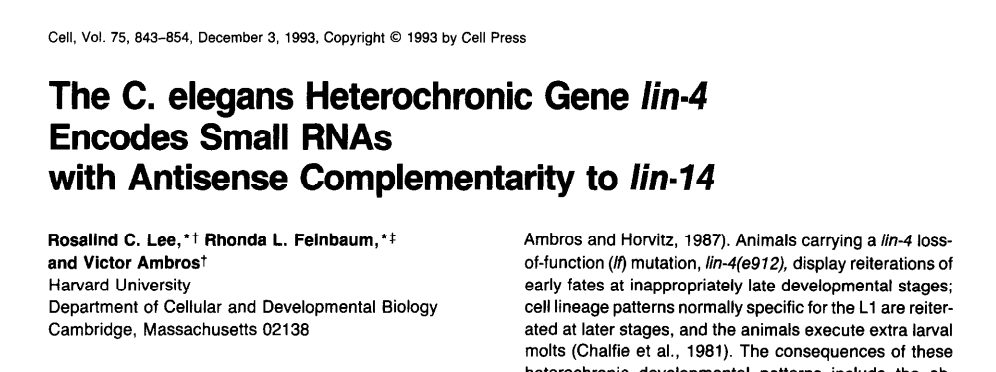 两次没给植物学家Baulcombe，2024年诺贝尔生理或医学奖颁发给Victor Ambros和Gary Ruvkun - 知乎