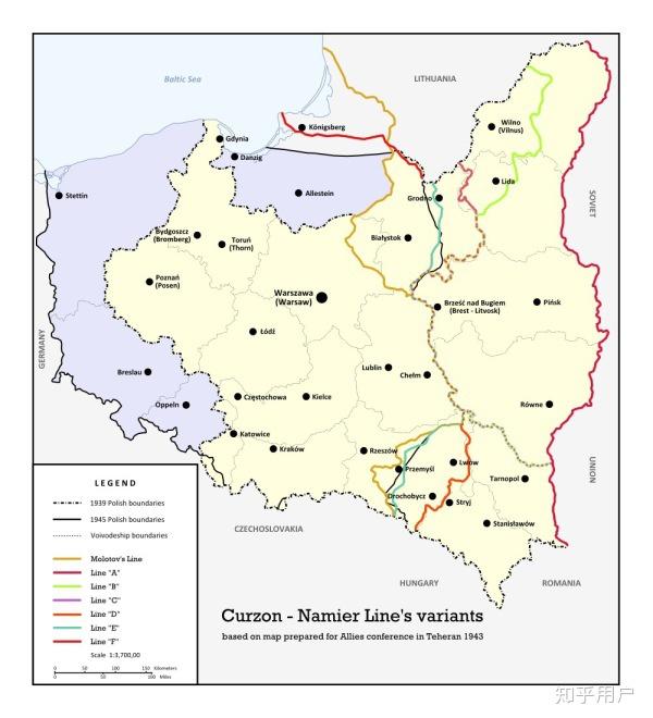 谁能简单的讲一下近代波兰的边界变迁，以及图中的这几条寇松线各自的含义？ - 知乎