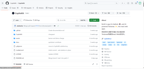 CopilotKit：在react web中构建应用内AI聊天机器人和AI驱动的文本区域的库 - 知乎