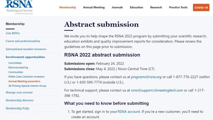 RSNA年会摘要投稿流程 - 知乎