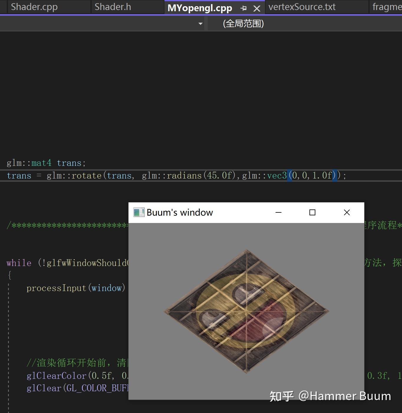 16>>opengl,导入GLM库，（该库只有头文件），使物体发生变换 - 知乎