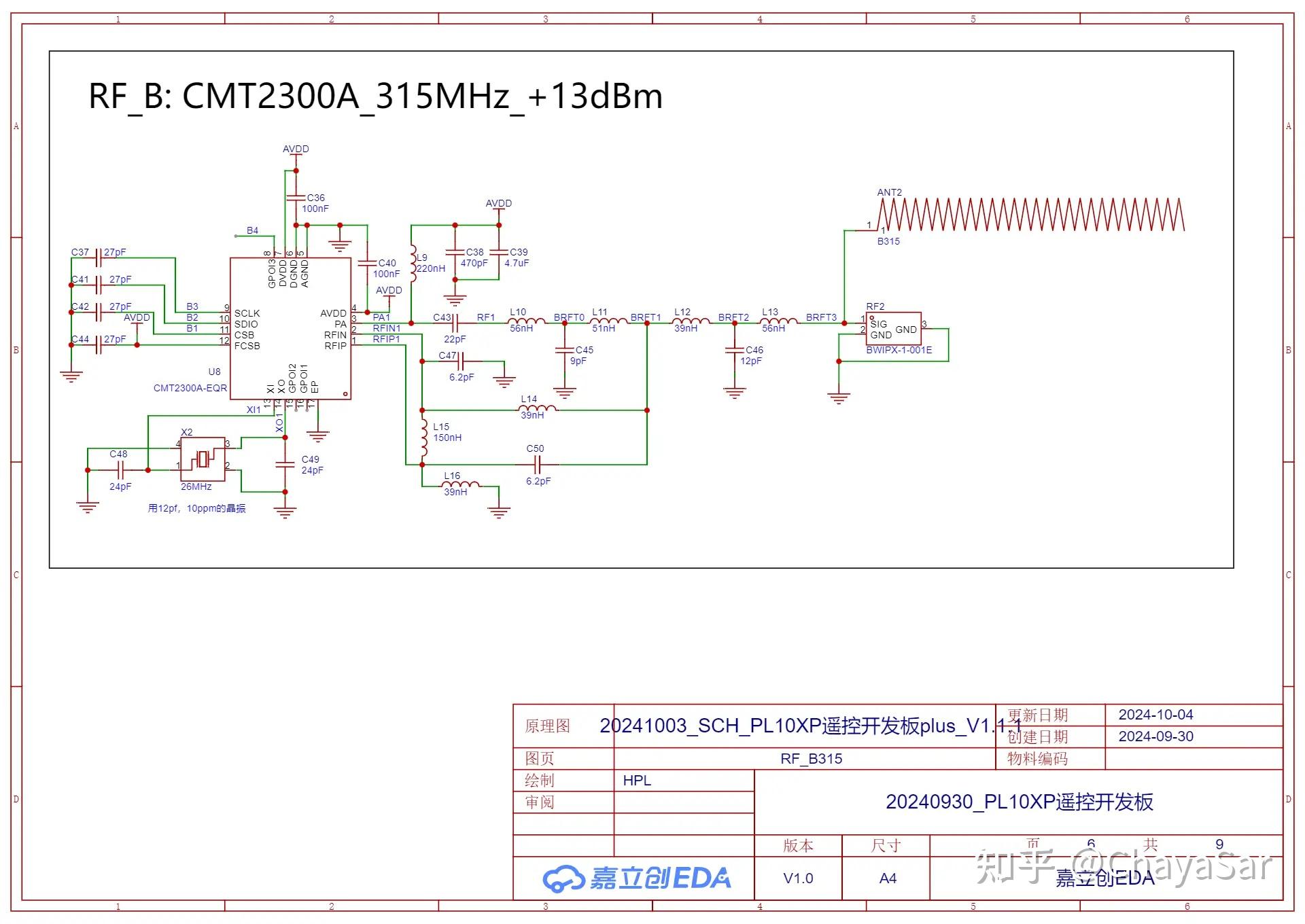 国产sub1g芯片CMT2300A射频网络匹配电路分析 - 知乎