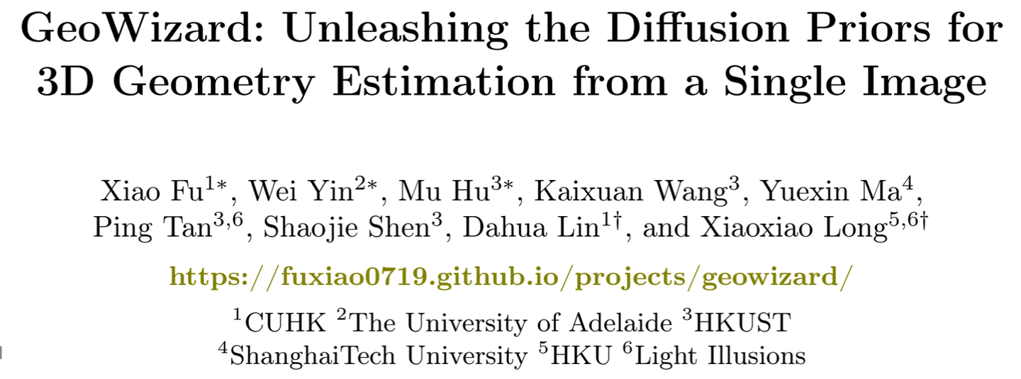GeoWizard: Unleashing the Diffusion Priors for 3D Geometry Estimation ...