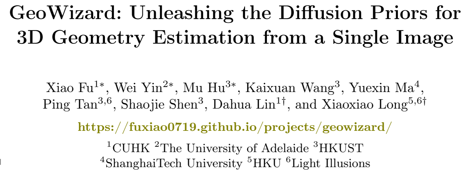 GeoWizard: Unleashing the Diffusion Priors for 3D Geometry Estimation ...