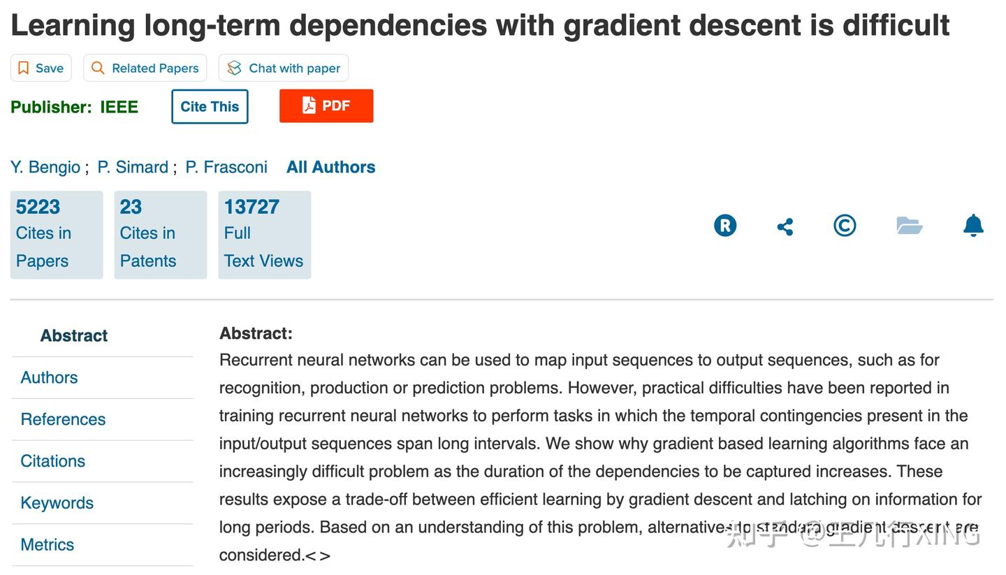 「经典论文速读」：Learning long-term dependencies with gradient descent is difficult - 知乎