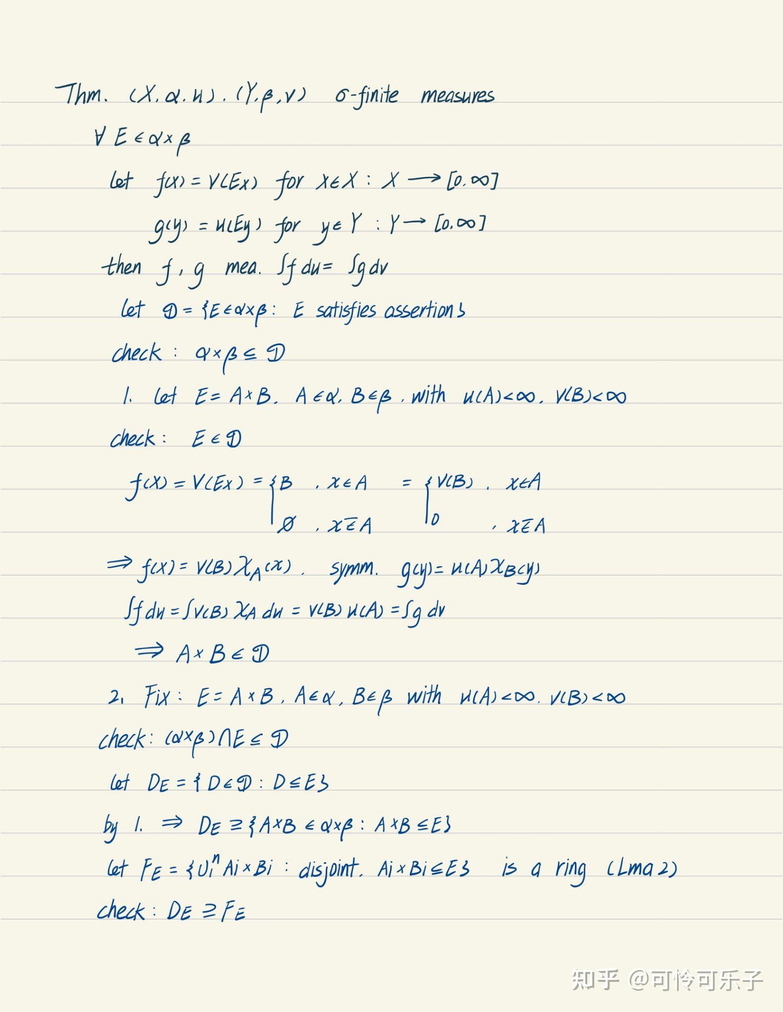 实分析笔记(2.8) Tonelli's and Fubini's Thm - 知乎
