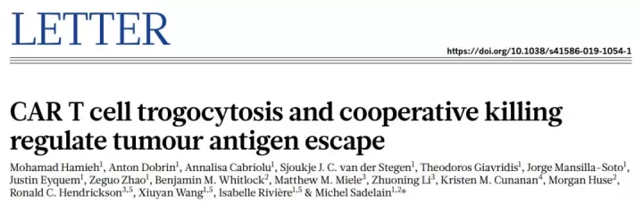 Nature | CAR-T细胞的胞啃作用是肿瘤免疫逃逸的主要原因 - 知乎