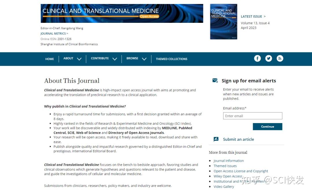Clinical and Translational Medicine：JCR1区，复旦主编，国人友好 - 知乎