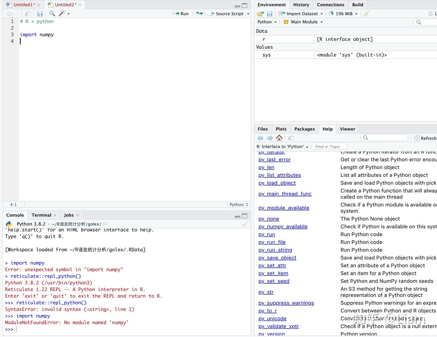 在Rstudio 中使用python - 知乎