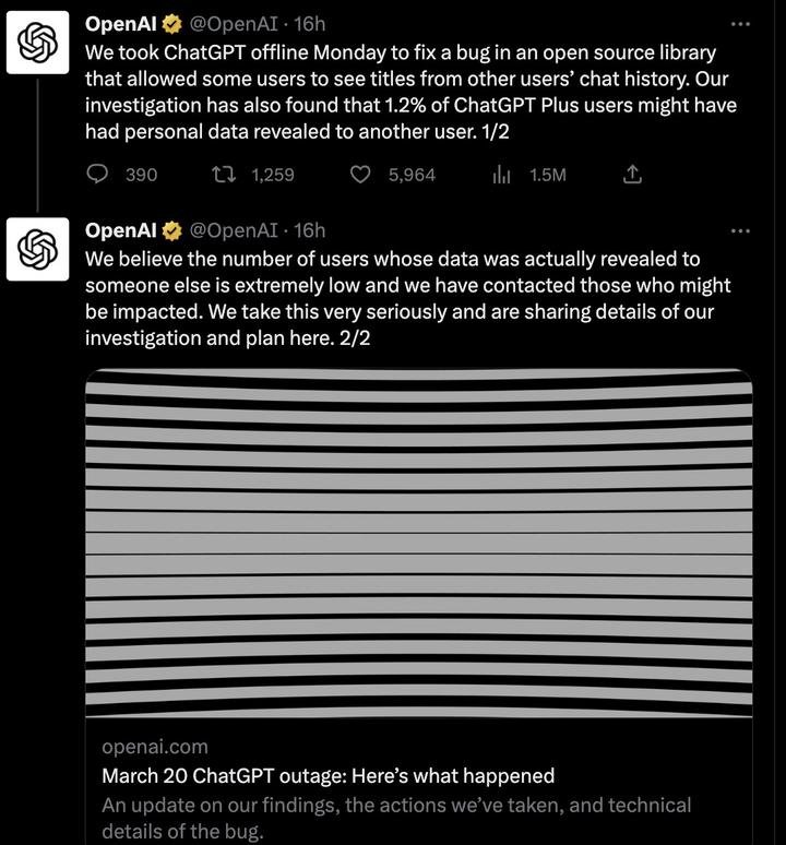 ChatGPT 泄露个人信息，OpenAI 已修复 - 知乎