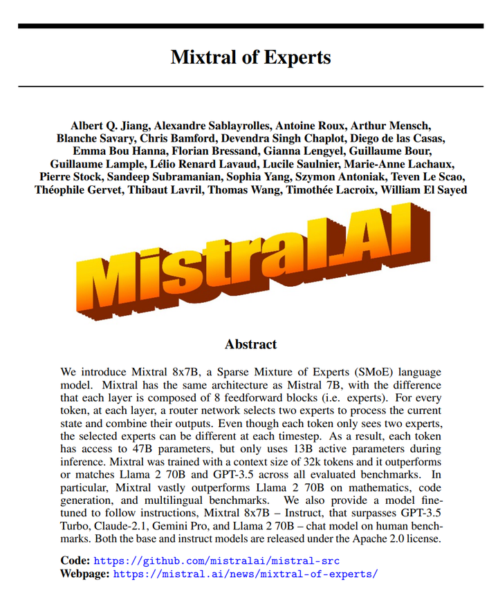 【LLM】Mixtral 8x7B的论文发布了 - 知乎