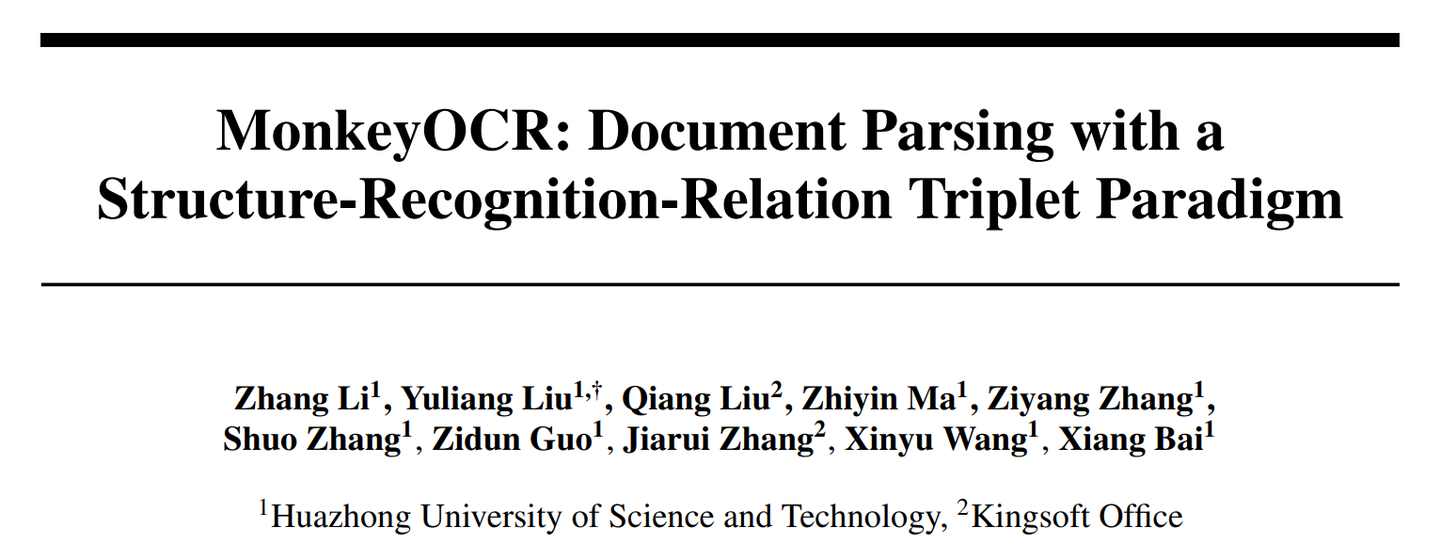 MonkeyOCR：华科开源高效文档解析模型，精度超越闭源大模型、速度还更快！ - 知乎