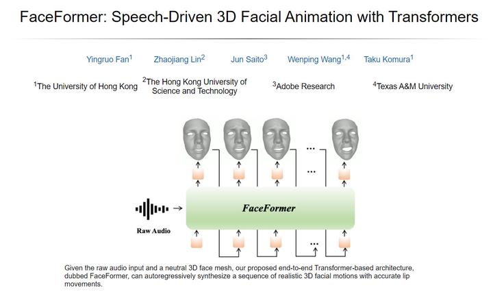 [audio2face]FaceFormer: 基于Transformers的，语音驱动的3D人脸动画生成 - 知乎