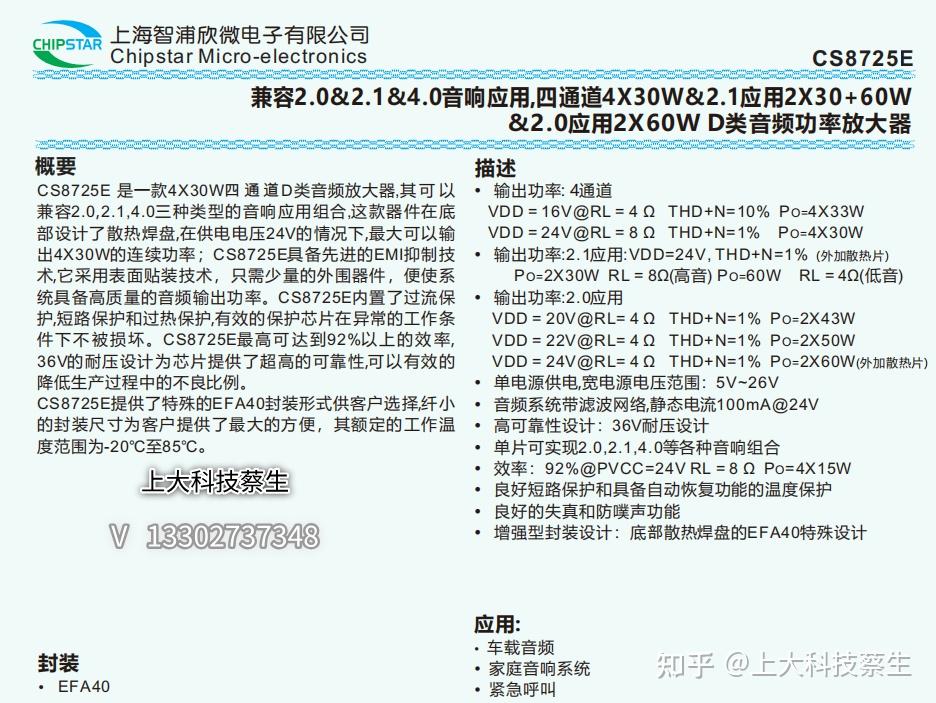 2.1应用及四通道音频功放—— CS8725E、CS8726E、CS8611E - 知乎