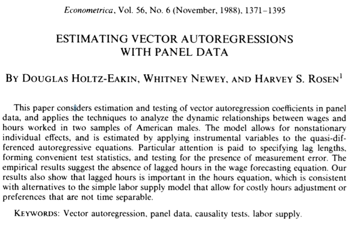 PVAR模型的开山之作——Estimating Vector Autoregressions With Panel Data文献精读 - 知乎
