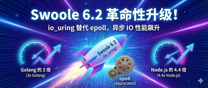 🔥 Swoole 6.2 革命性升级：iouring 替代 epoll，异步 IO 性能飙升至 Golang 的 3 倍、Node.js 的 ...