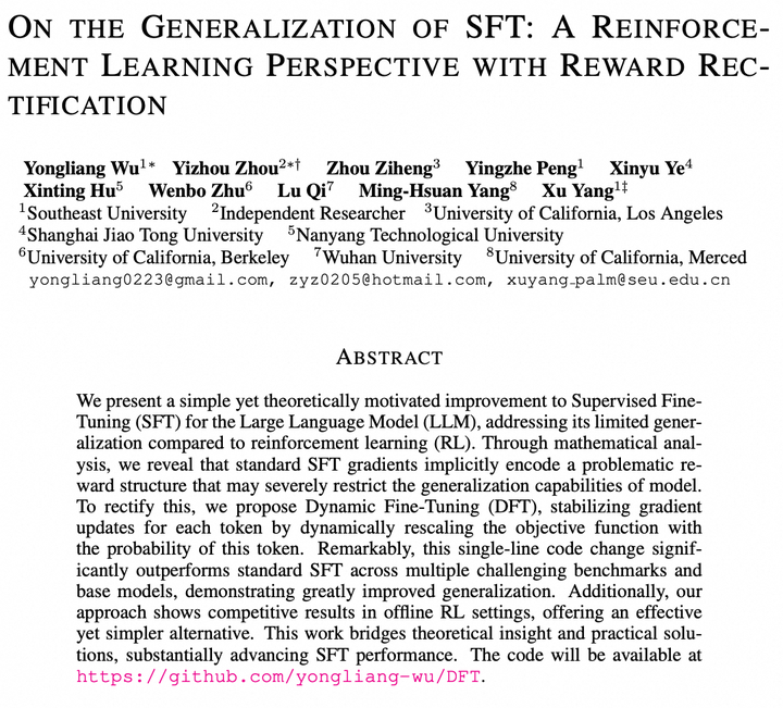 【Daily Paper】DFT-Dynamic Fine-Tuning - 知乎