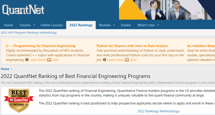 2022年QuantNet金融工程排名出炉！选校必备！ - 知乎