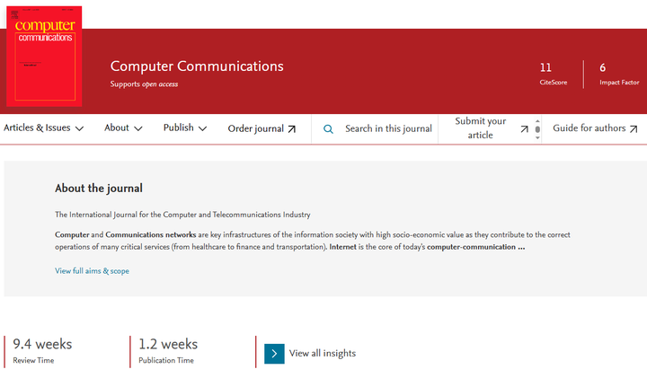 SCI期刊——（计算机《Computer Communications》，JIF=6.0），业内认可度高|录用快 - 知乎