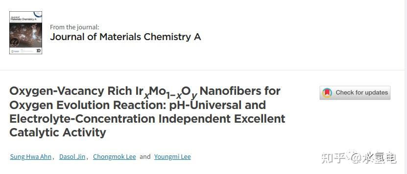 JMCA：富O空位IrxMo1-xOy纳米纤维全pH优异OER - 知乎