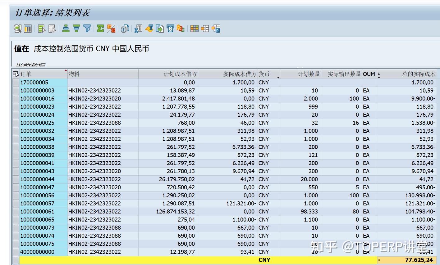 请问sap成本月结中我执行完CON2最后直接生产成本中心贷方却没显示金额是为什么？ - 知乎