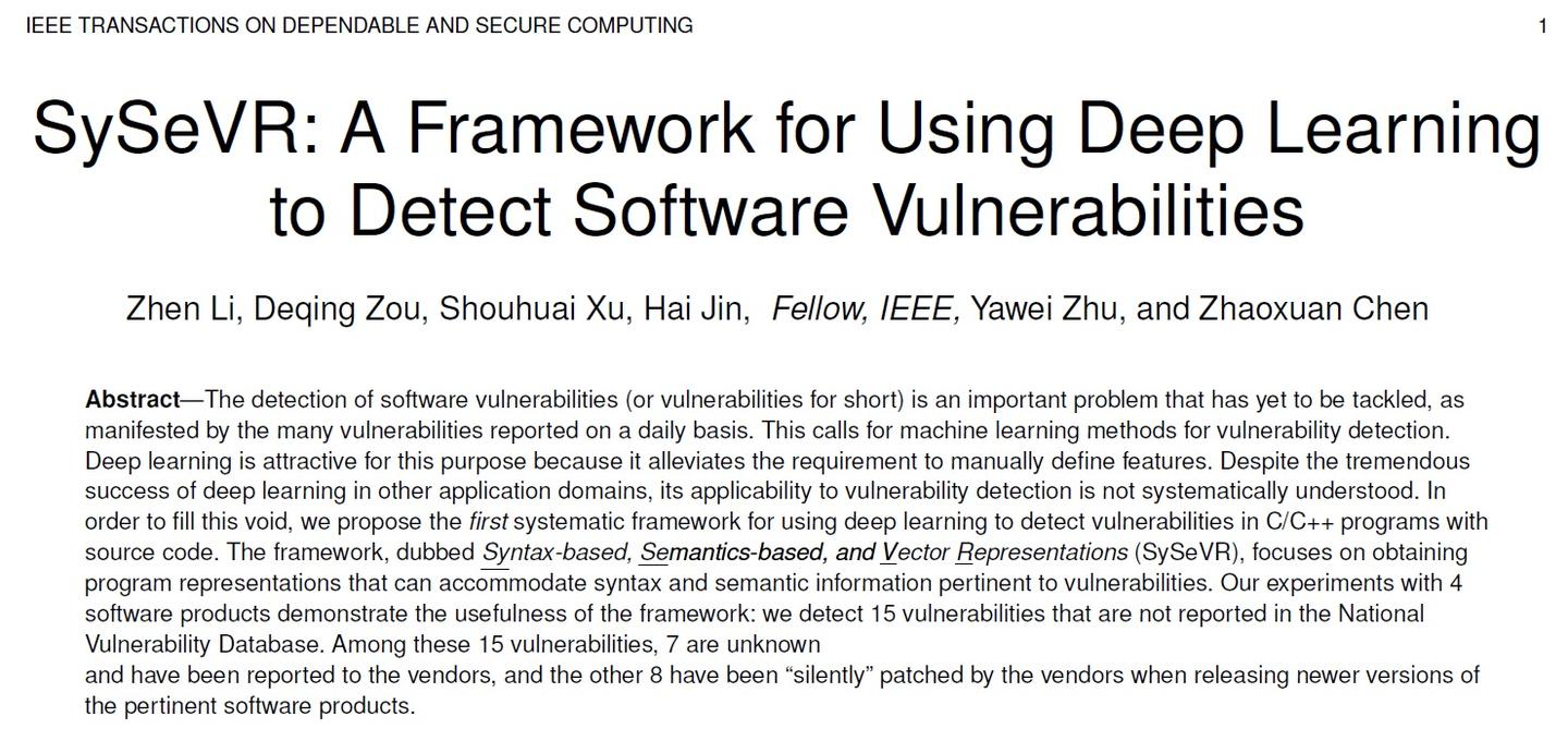 SySeVR: 基于深度学习的源代码漏洞检测框架 - 知乎