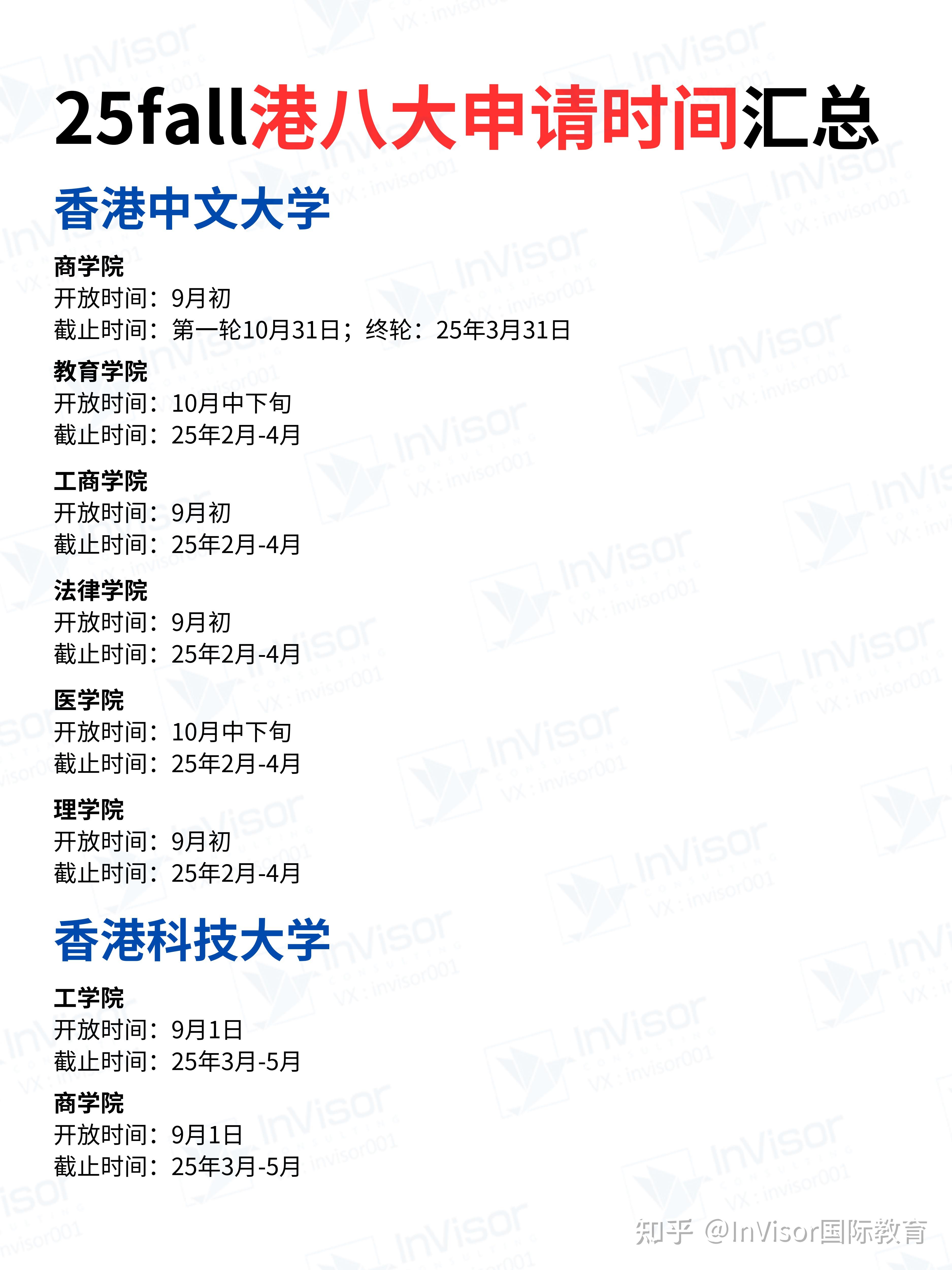 25Fall | 香港八大研究生申请时间汇总 - 知乎