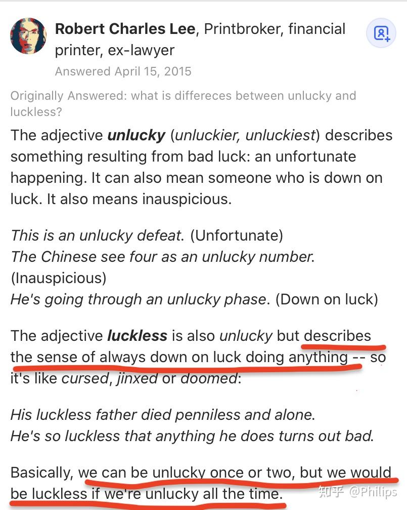 unlucky和luckless都是不幸的，怎么具体辨析？ - 知乎