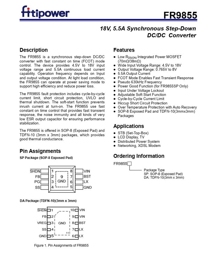 天钰原装FR9855SP芯片，宽输入电压范围4.5V至18V，打嗝短路保护 - 知乎