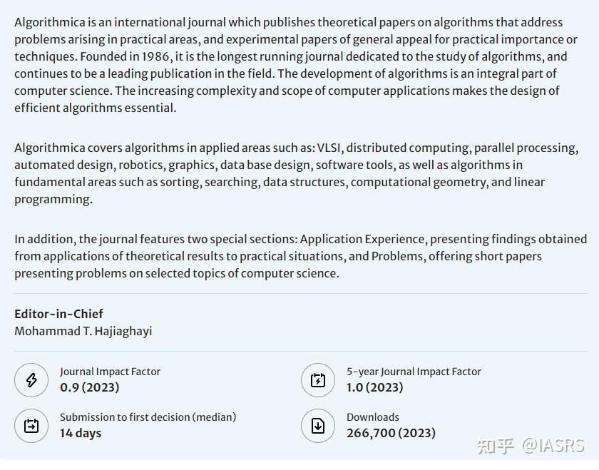 Algorithmica 期刊怎么样？ - 知乎