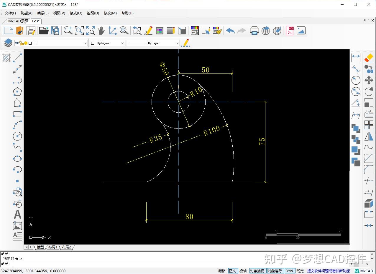 使用CAD圆形辅助寻找圆心 - 知乎