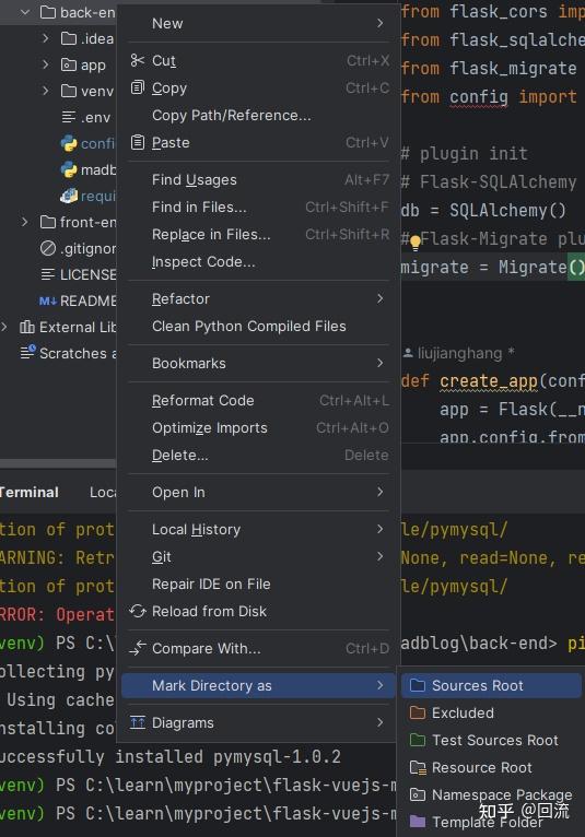 从pycharm引入Flask项目，配置文件config报错'Unresolved reference 'config' ' - 知乎