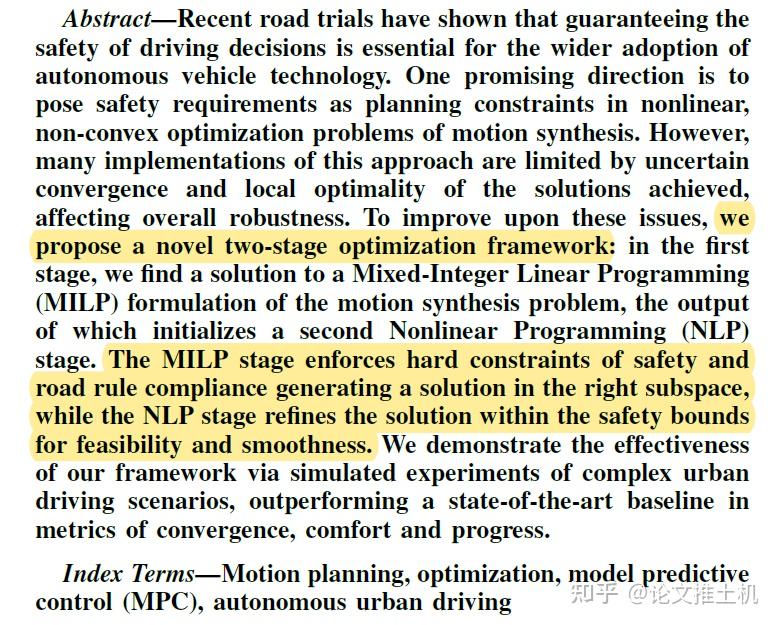 A Two-Stage Optimization-based Motion Planner for Safe Urban Driving - 知乎