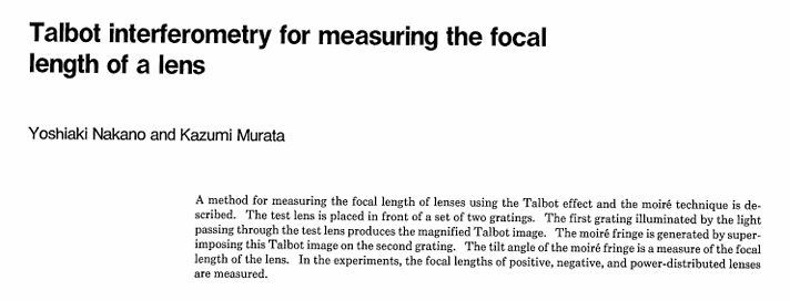 泰伯效应（Talbot effect，光栅自成像）用于测量透镜焦距 - 知乎