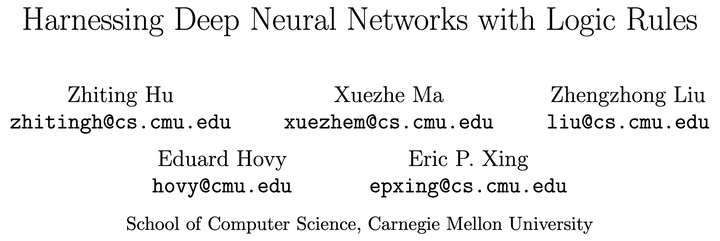 Harnessing Deep Neural Networks with Logic Rules - 知乎