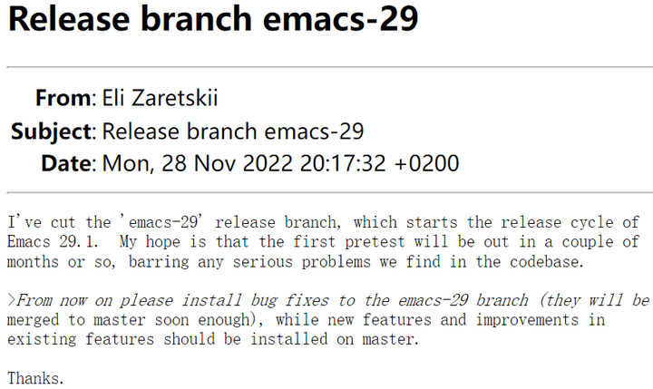 Emacs 29 进入功能冻结阶段 - 知乎