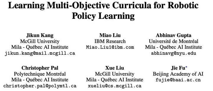 Learning Multi-Objective Curricula for Robotic Policy Learning - 知乎