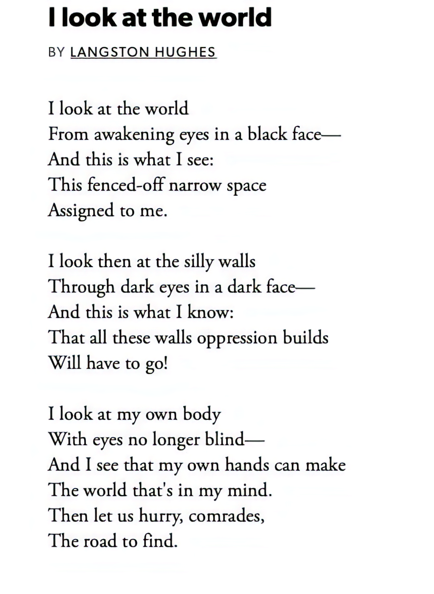 Langston Hughes(兰斯顿·休斯)《I Look at the World》《我观这世界》解析 - 知乎
